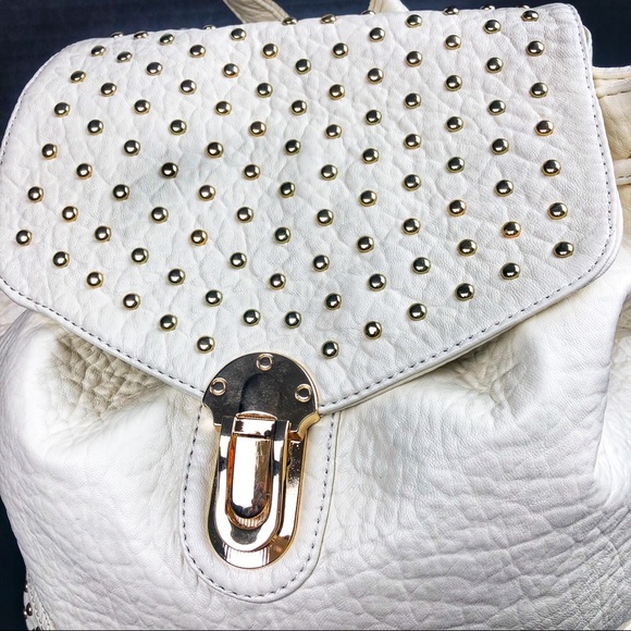 Bags | Newstunning Ivory Gold Studded Premium Backpack | Poshmark